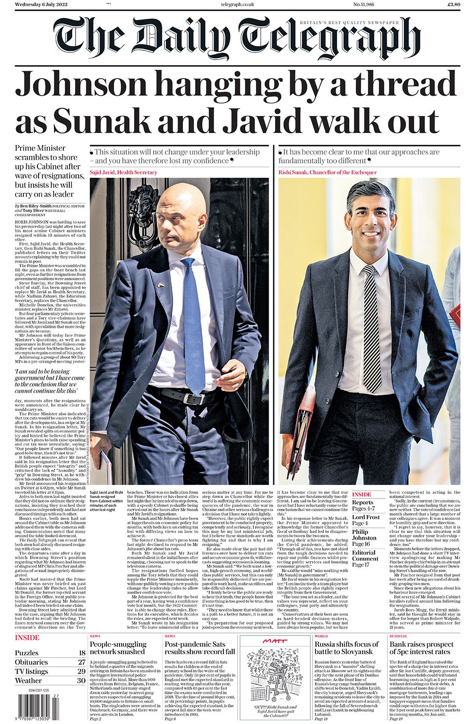 Newspaper Headlines Johnson On The Brink BBC News