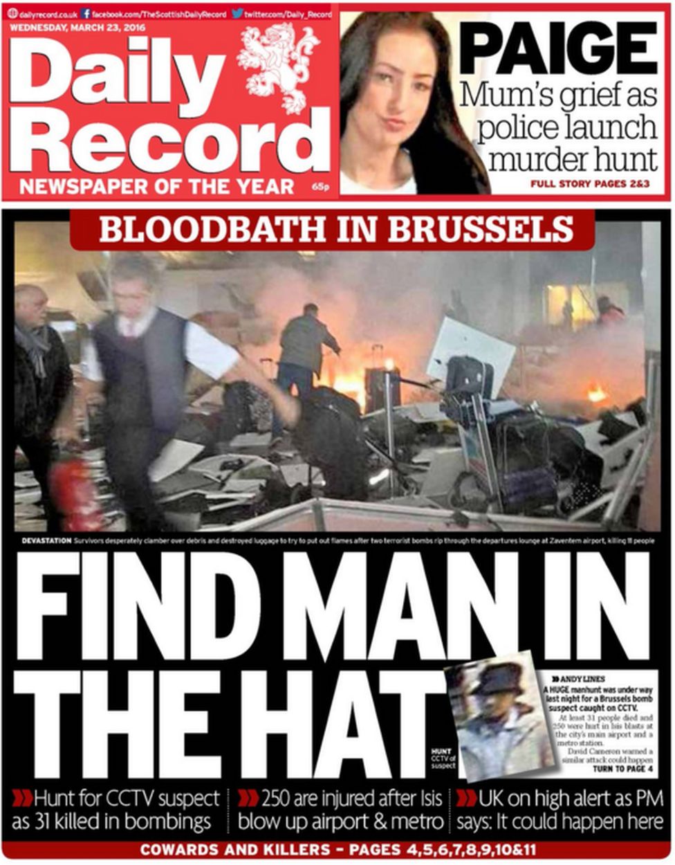 Wednesday's Scottish papers: Bomb attacks in Belgium - BBC News