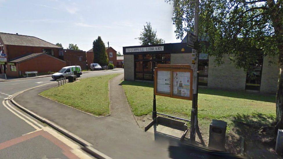 Chorley campaigners stage Coppull Library protest - BBC News