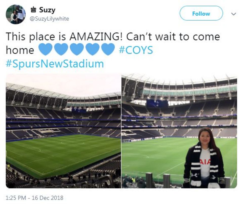 Tottenham stadium: Supporters impressed during tour of South Stand ...