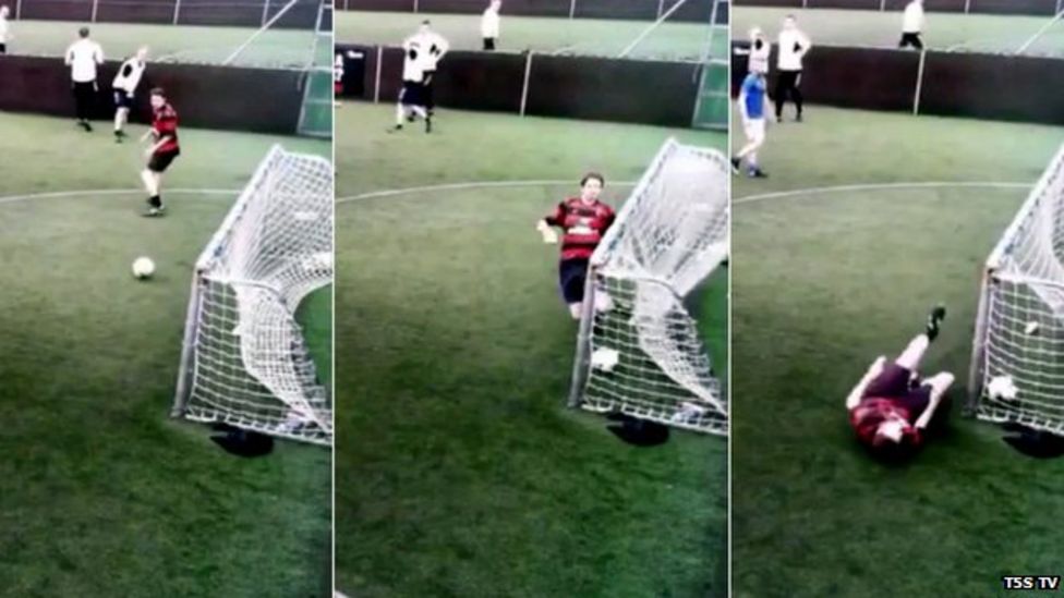 Five-a-side goal-line blunder goes viral - BBC News