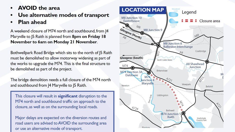 Major delays expected with complete closure of M74 section - BBC News