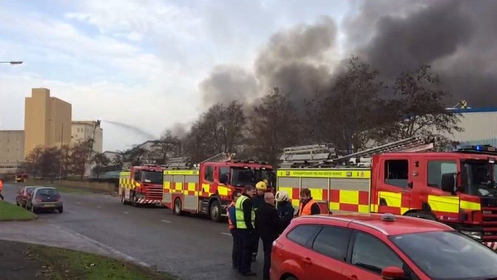 Massive blaze at cleaning products firm Multy UK in Corby - BBC News