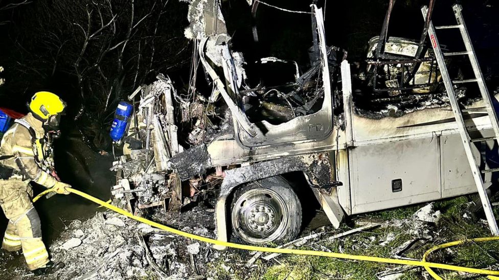 A30 camper van fire in Bolventor area of Bodmin Moor - BBC News