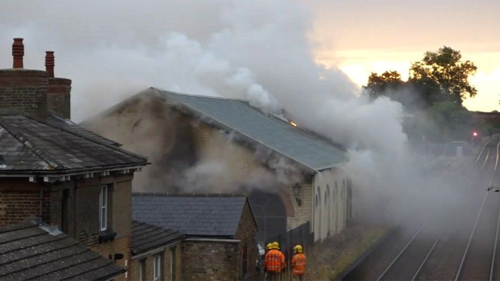 Ipswich to Cambridge trains cancelled after fire at disused station ...