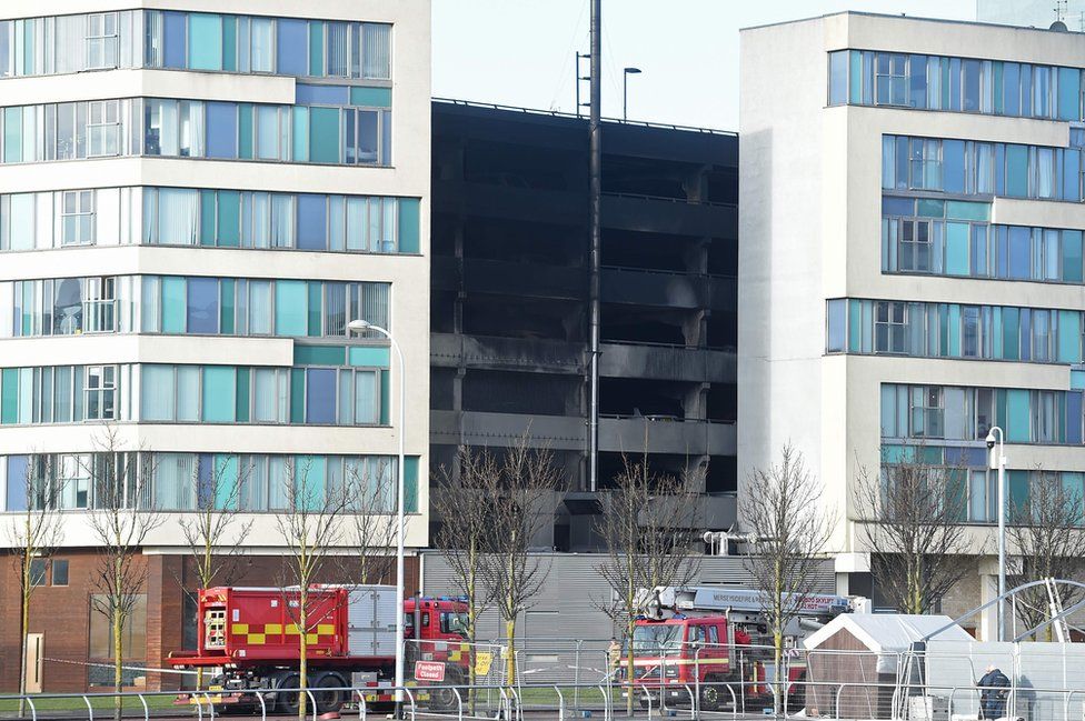 'Ferocious' fire ripped through Liverpool Echo Arena car park - BBC News