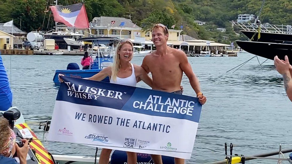 Exeter doctors finish charity Atlantic row in 51 days - BBC News