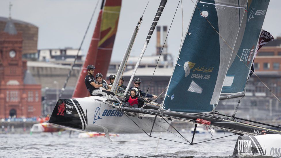 Extreme sailing racing takes to water in Cardiff Bay - BBC News