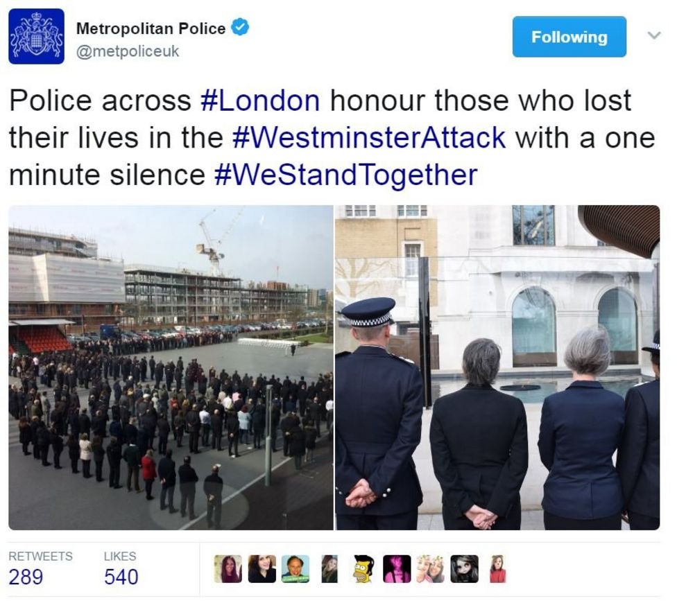 Londoners share images of unity and strength after Westminster attack ...