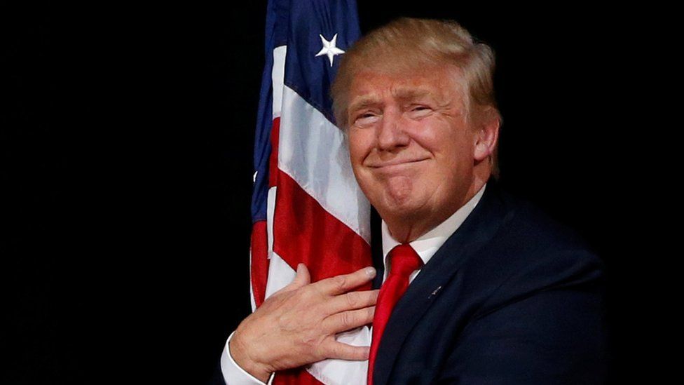 Trump triumph: Protest, crying children and fake responses - BBC News