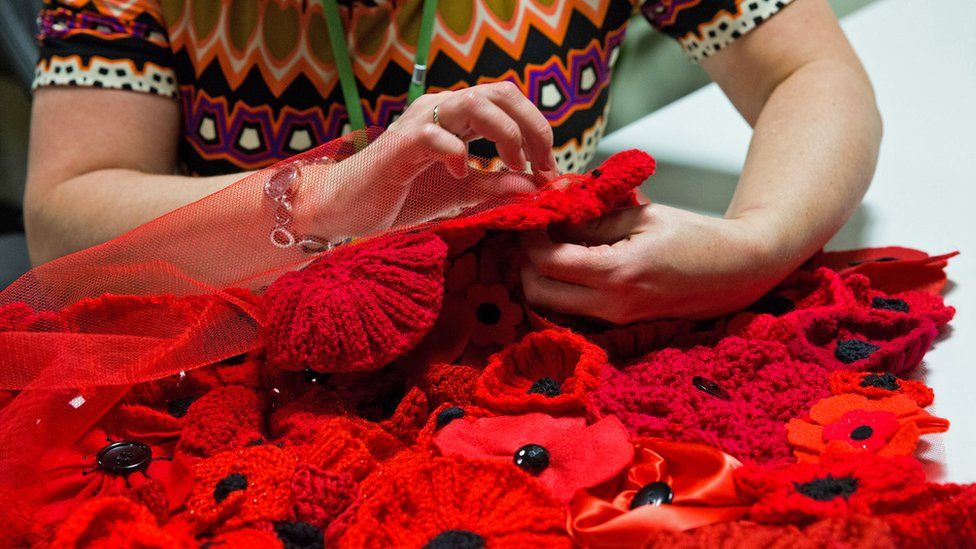 GCHQ staff create poppy waterfall for legion appeal - BBC News
