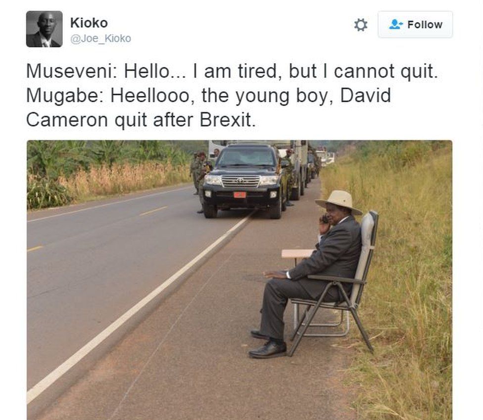 Uganda's Yoweri Museveni's roadside call gets Twitter users guessing ...