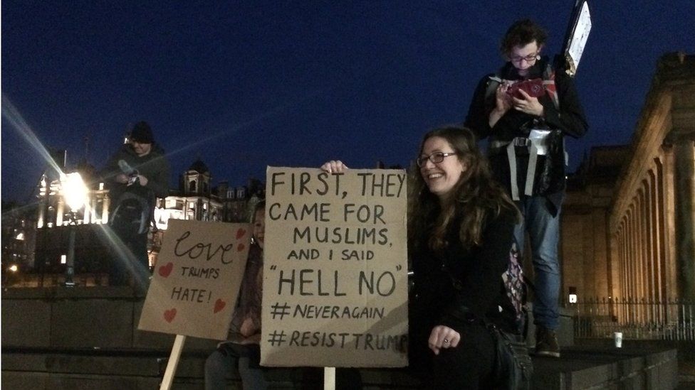 Scottish cities hold Donald Trump travel ban protests - BBC News