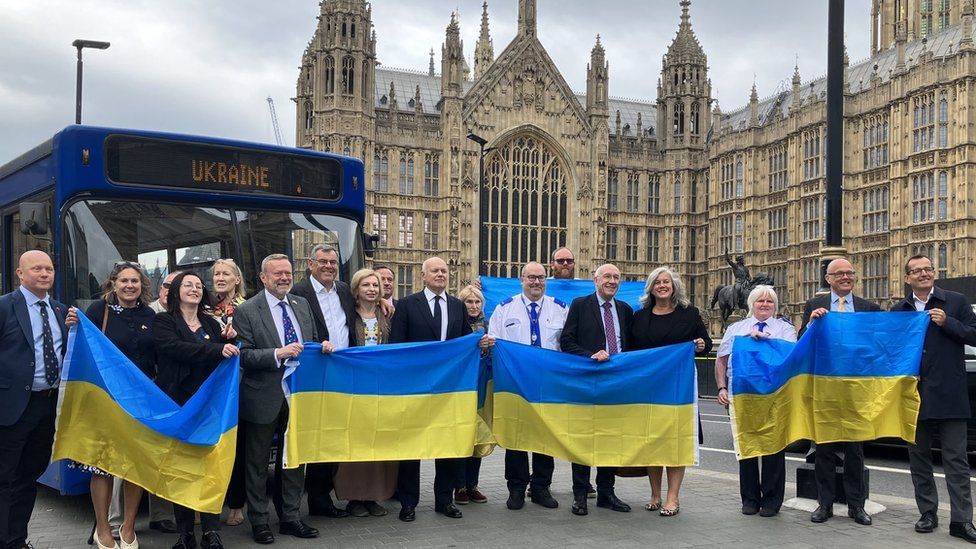 Field hospital bus presented to Ukraine ambassador - BBC News