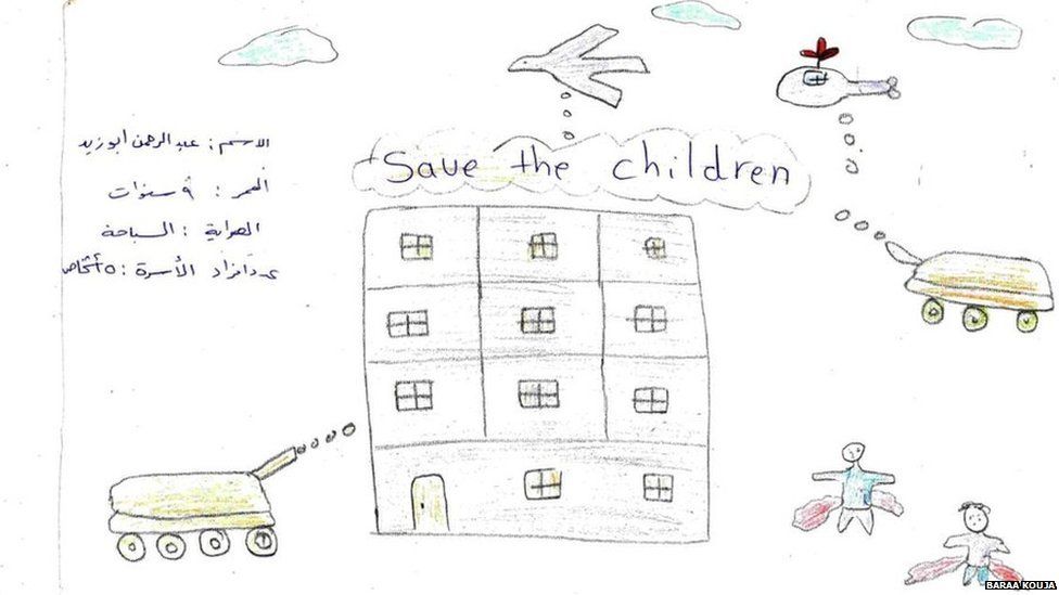 Syrian refugee children draw their life caught up in war - BBC News