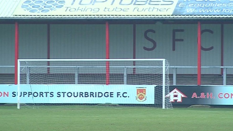 Stourbridge charity football match abandoned after flares thrown - BBC News