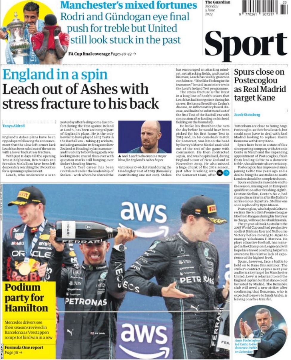 Monday's back pages - BBC Sport