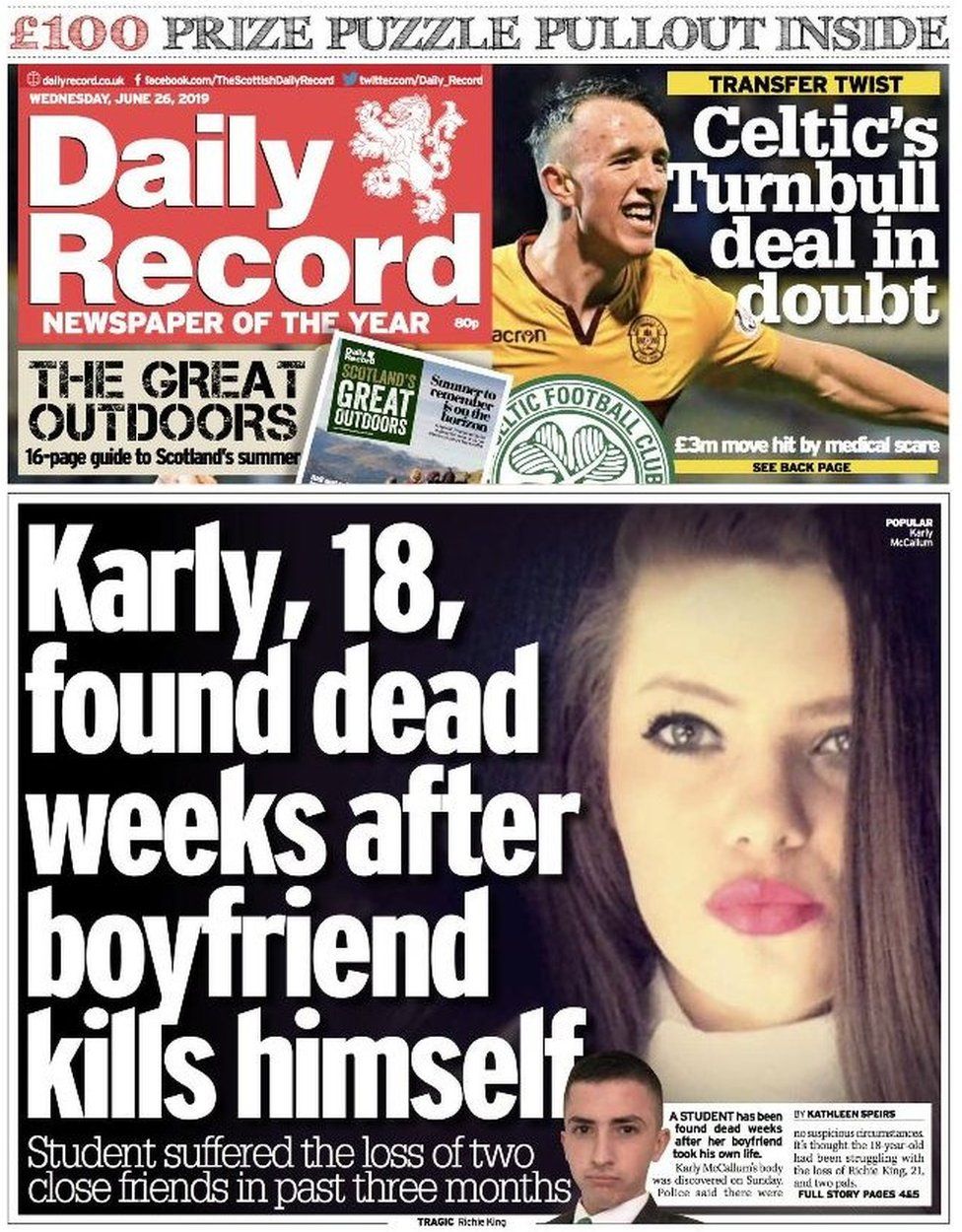 Scotland's papers: Ice Cream Wars 'TC' dies and Prestwick's US deal ...