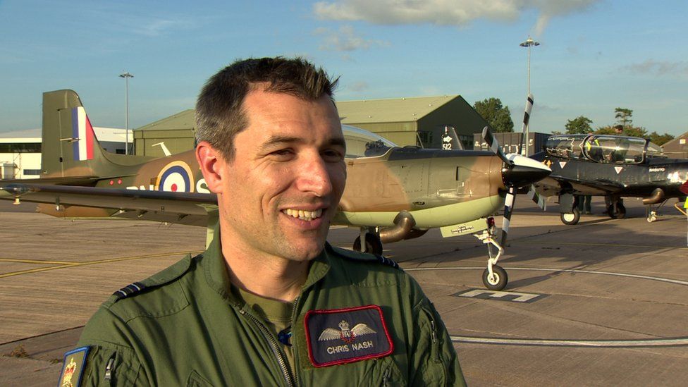 Belfast-built Tucano touches down for RAF squadron tour - BBC News
