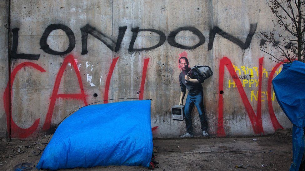 Banksy's Calais 'Jungle' teargas mural boarded up by building firm ...