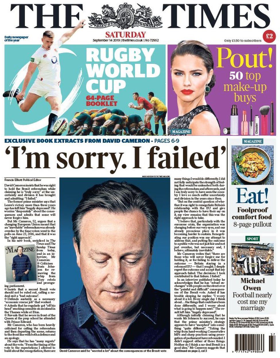 Scotland's papers: David Cameron's 'revenge' and 'I'm sorry, I failed ...