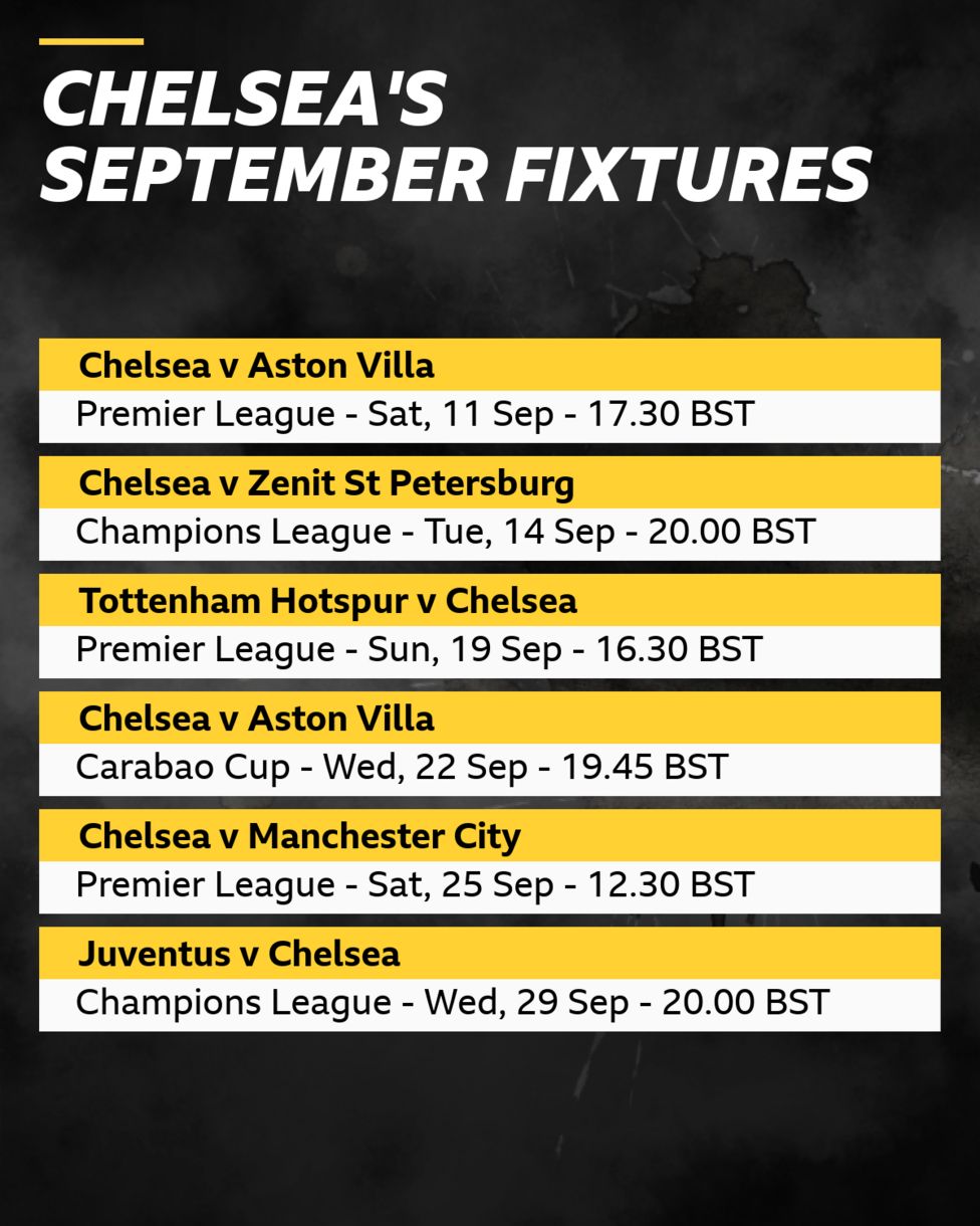 Chelsea's September fixtures - BBC Sport