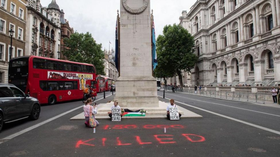 Two women arrested over Gaza protest at Cenotaph - BBC News