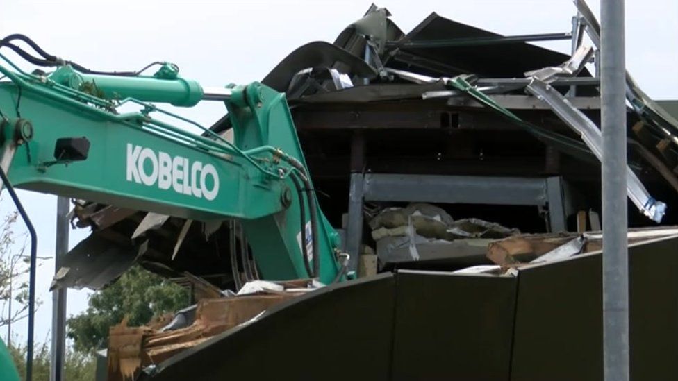 Laceby McDonald's crashed into with a 'stolen' digger - BBC News