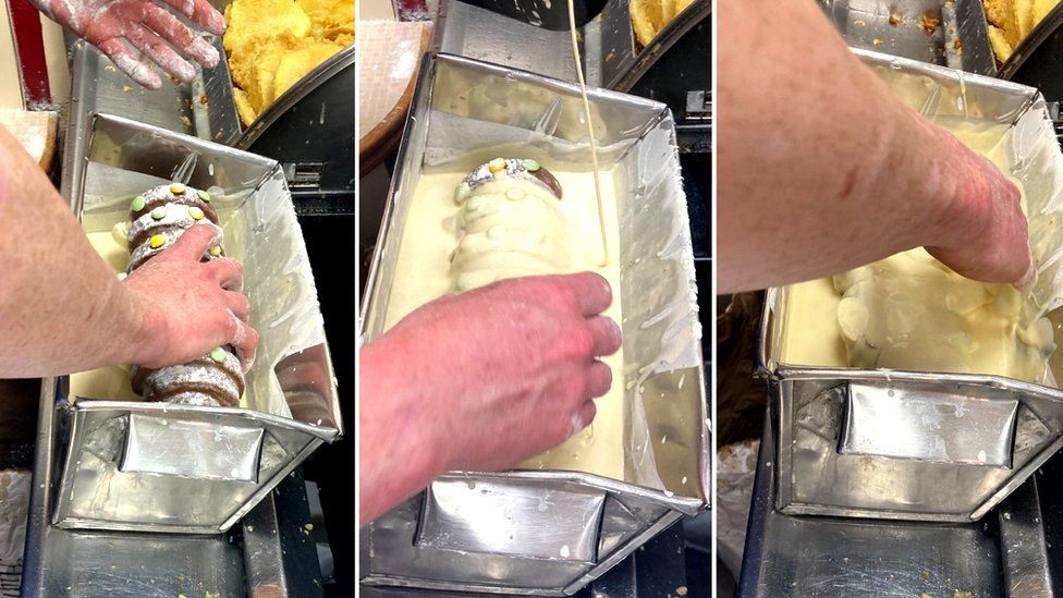 Colin the Caterpillar gets Scottish chippy treatment - BBC News