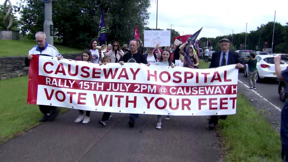 Coleraine: Rally held in protest at Causeway Hospital maternity ...