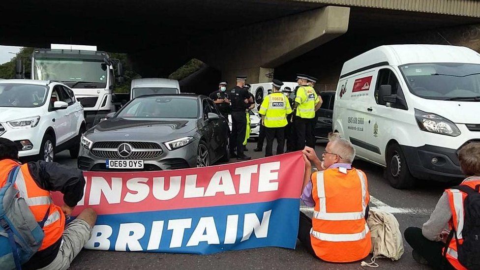 Insulate Britain M25 protesters handed suspended sentences - BBC News