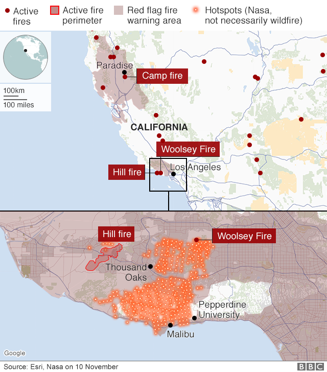 California wildfires: 250,000 flee monster flames ravaging state - BBC News