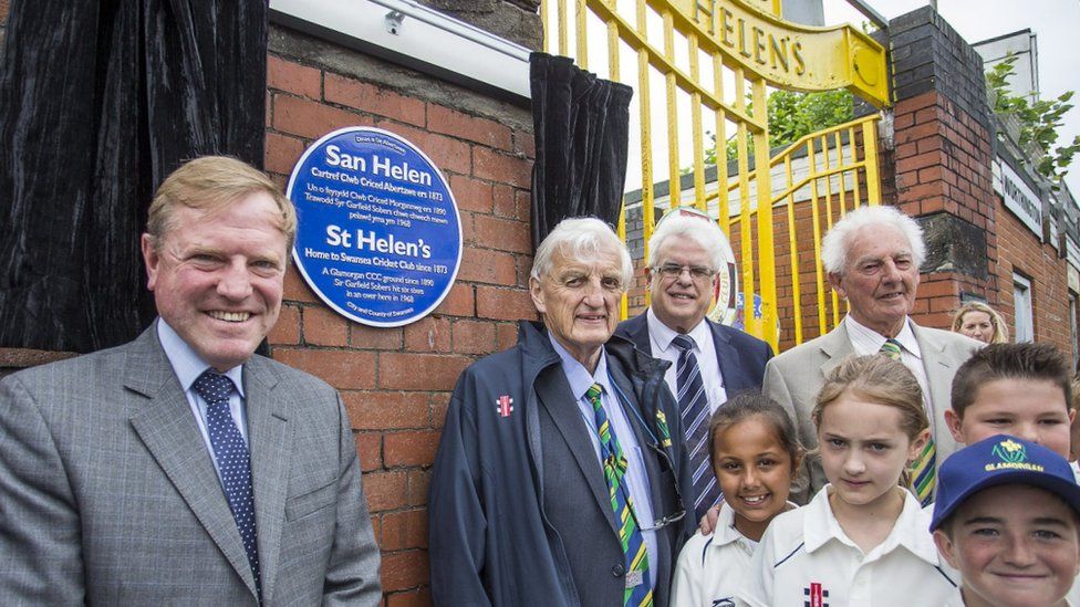 Swansea's St Helen's cricket ground awarded blue plaque - BBC News