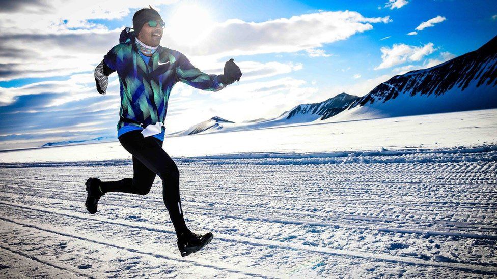 Ibrar Ali, former soldier, finishes marathon on every continent - BBC News