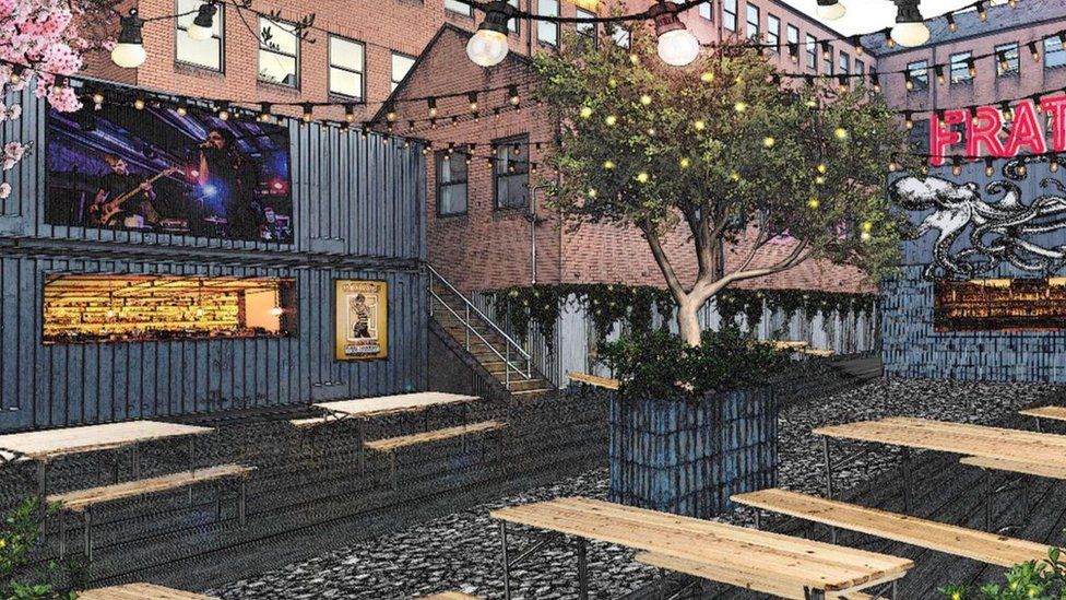 Inside the Newcastle venue made from shipping containers - BBC News