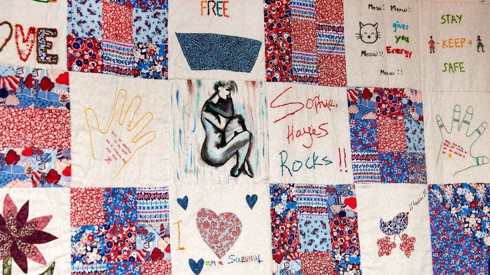 Modern slavery survivors say making quilt gave them hope - BBC News