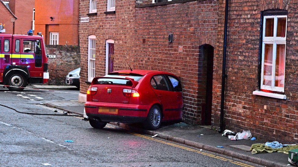 Speeding driver jailed after smash threw woman out of bath - BBC News