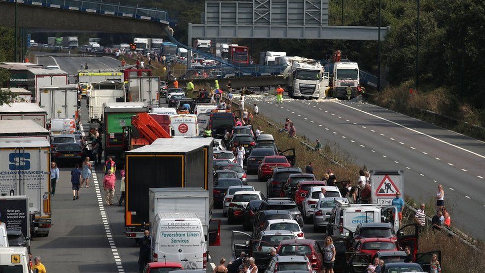 Man due in court over M20 bridge collapse - BBC News