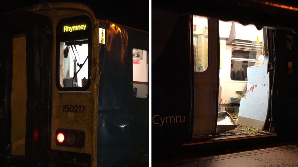 Train hits tree near Llanbradach with four people hurt - BBC News