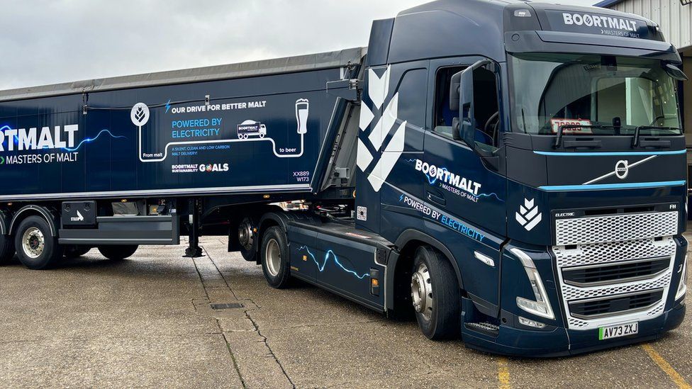 Boortmalt using electric truck for malt deliveries to breweries - BBC News