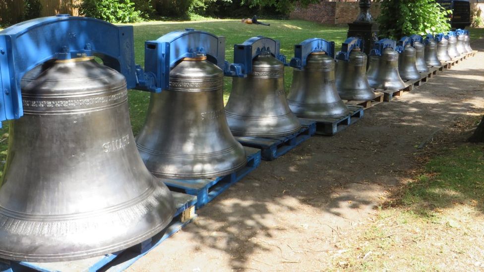 New set of church bells blessed at Cheltenham Minster - BBC News