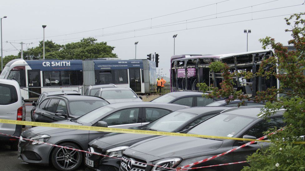 Driver injured in Edinburgh Airport bus and tram collision - BBC News