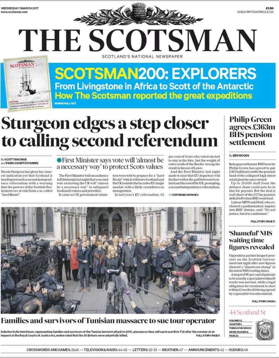 Scotland's papers: Devolution 'attack' and Green pays up - BBC News