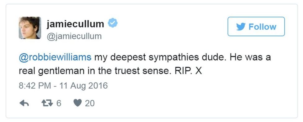 Robbie Williams pays tribute to manager David Enthoven - BBC News