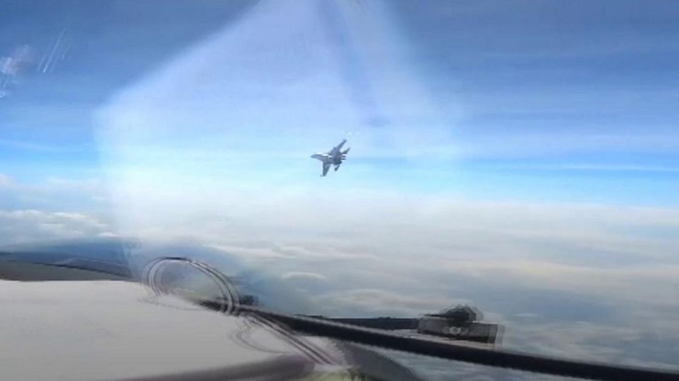 Russian jet damaged US drone with flares in Syria, says US - BBC News
