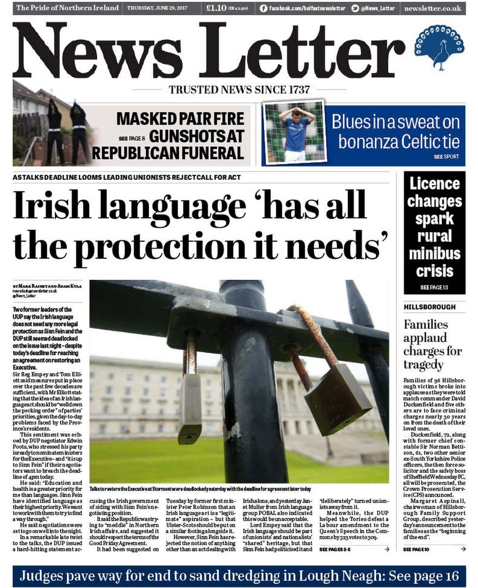 NI paper review: New day, same political deadlock - BBC News