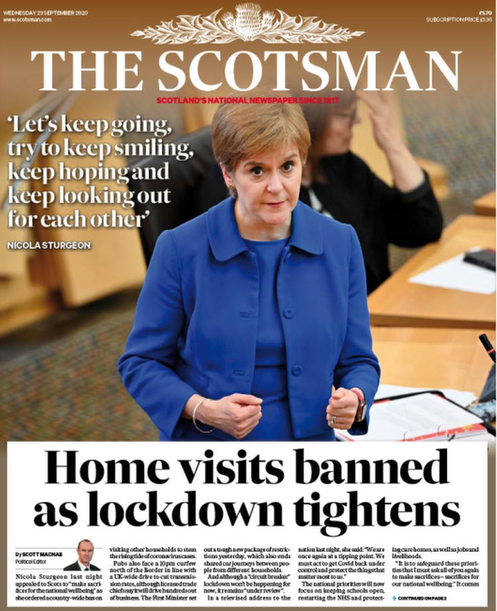 Scotland's papers: FM's 'stick together' plea as 'lockdown tightens ...