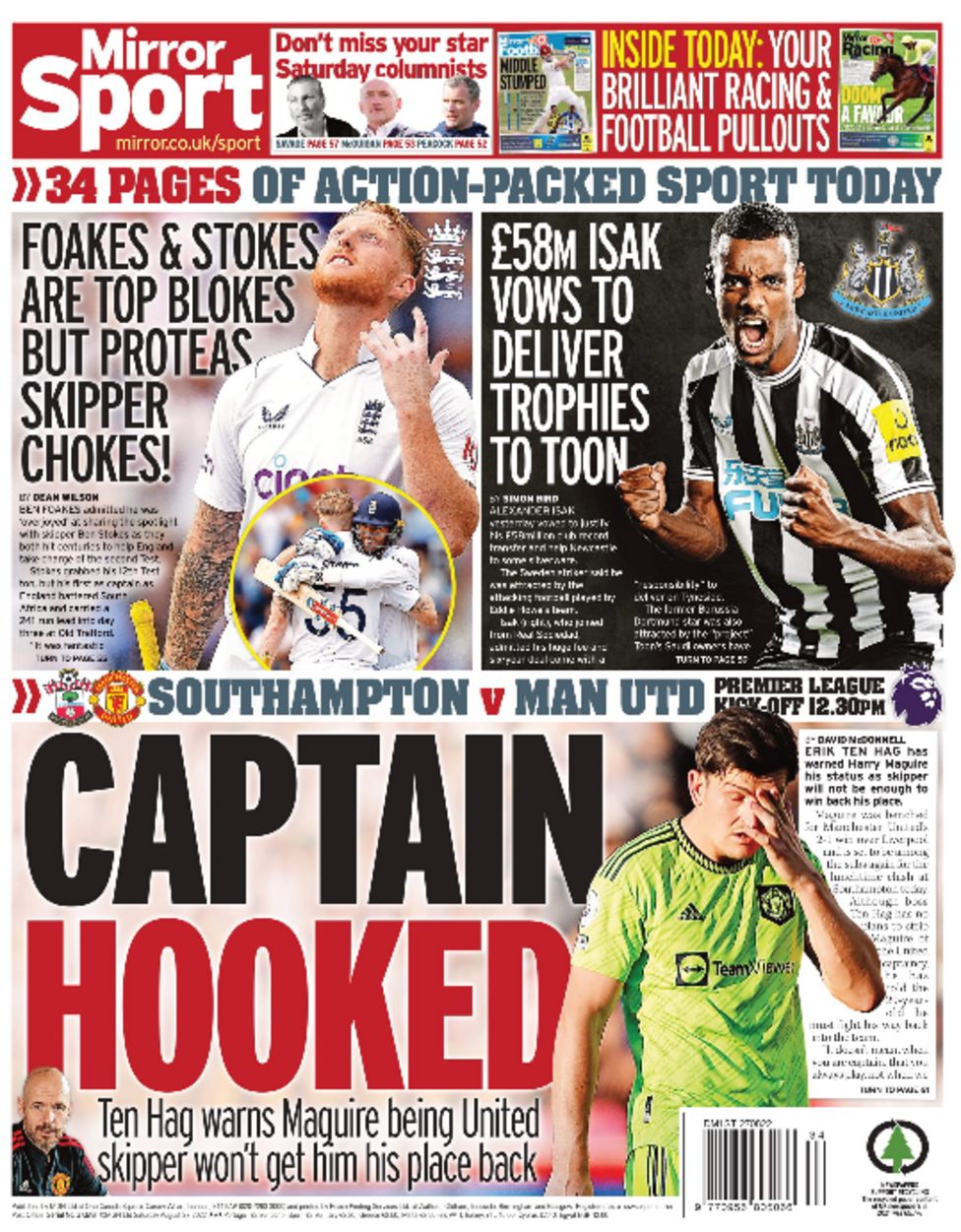 Saturday's back pages - BBC Sport