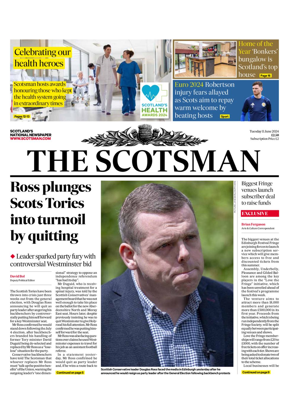 Scotland's papers: Scots Tories in 'turmoil' as Ross resigns - BBC News