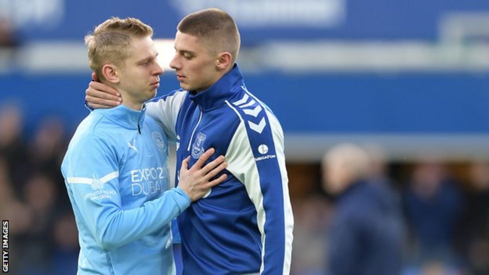Ukraine crisis: Vitaliy Mykolenko and Oleksandr Zinchenko embrace as ...